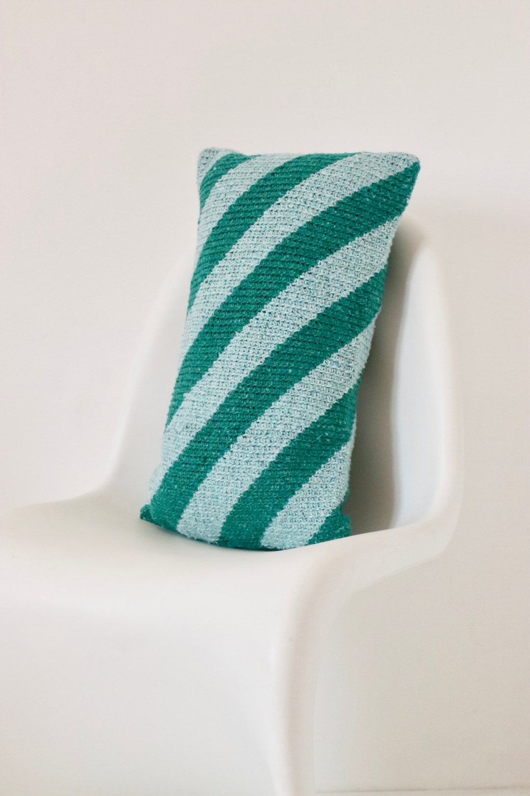 Handmade Crochet - Diagonal Striped Pillow (reversible) - Etsy