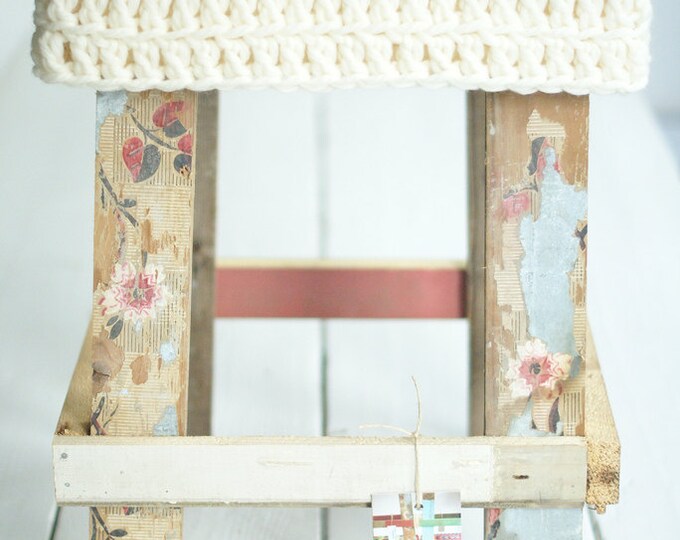 Wood and Big Wool Stool - Etsy