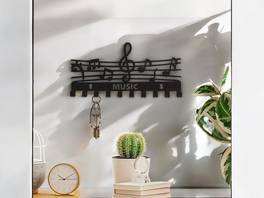 Iron Music Note Storage Rack Black Key and Coat Hook Wall Decoration - Etsy