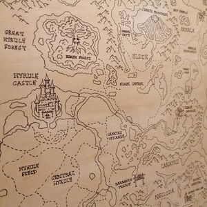 Legend of Zelda Hyrule A2 Hand Drawn Map Fantasy Map Art Gifts for ...