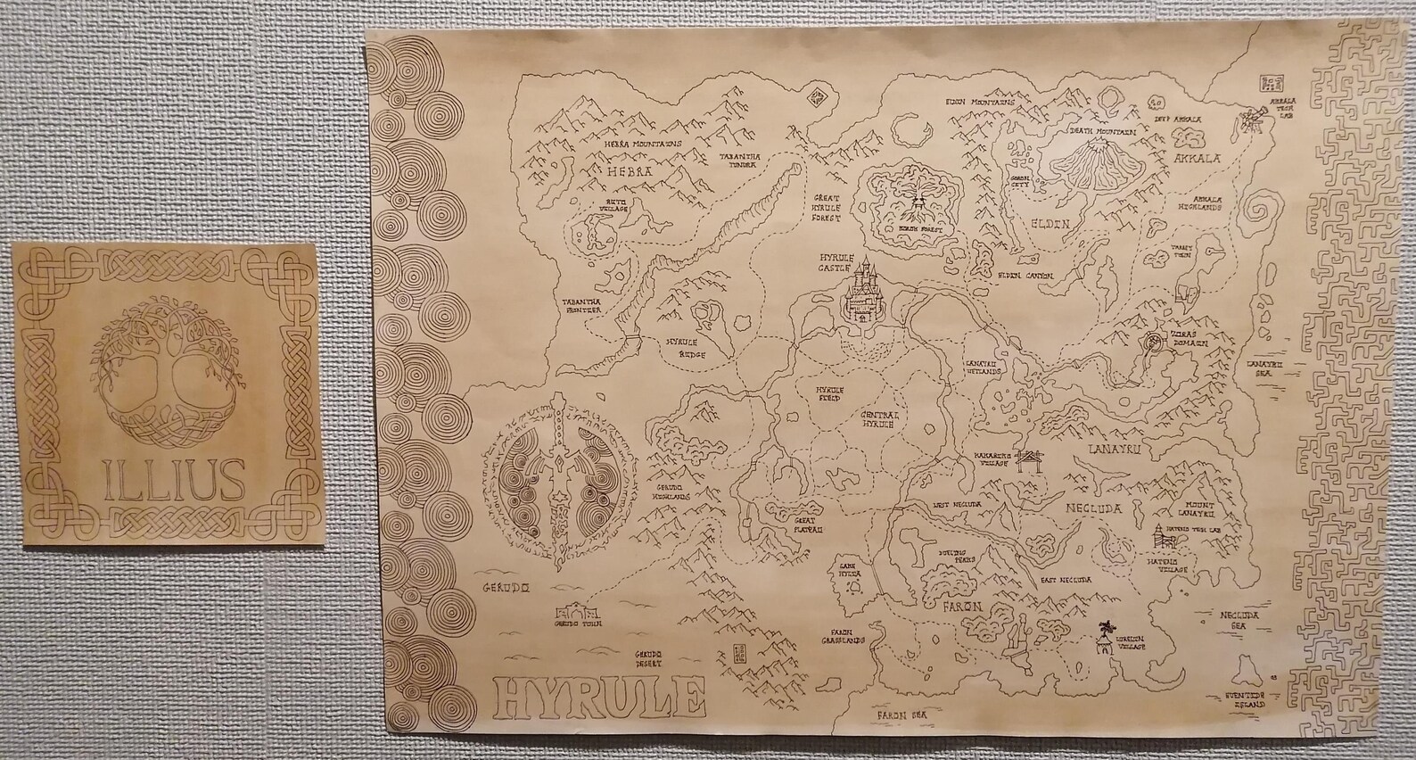 Legend of Zelda Hyrule A2 Hand Drawn Map Fantasy Map Art Gifts for ...