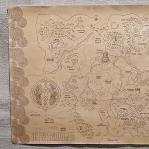 Legend of Zelda Hyrule A2 Hand Drawn Map Fantasy Map Art Gifts for ...