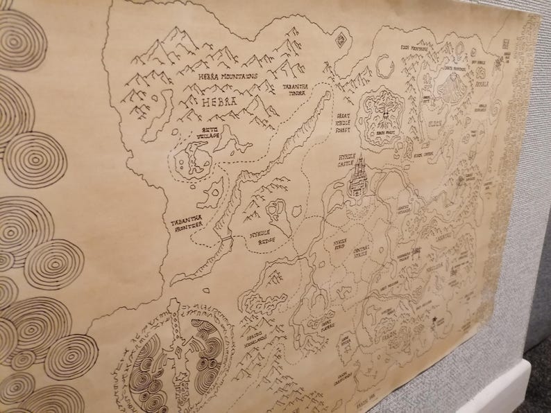 Legend of Zelda Hyrule A2 Hand Drawn Map Fantasy Map Art Gifts for ...