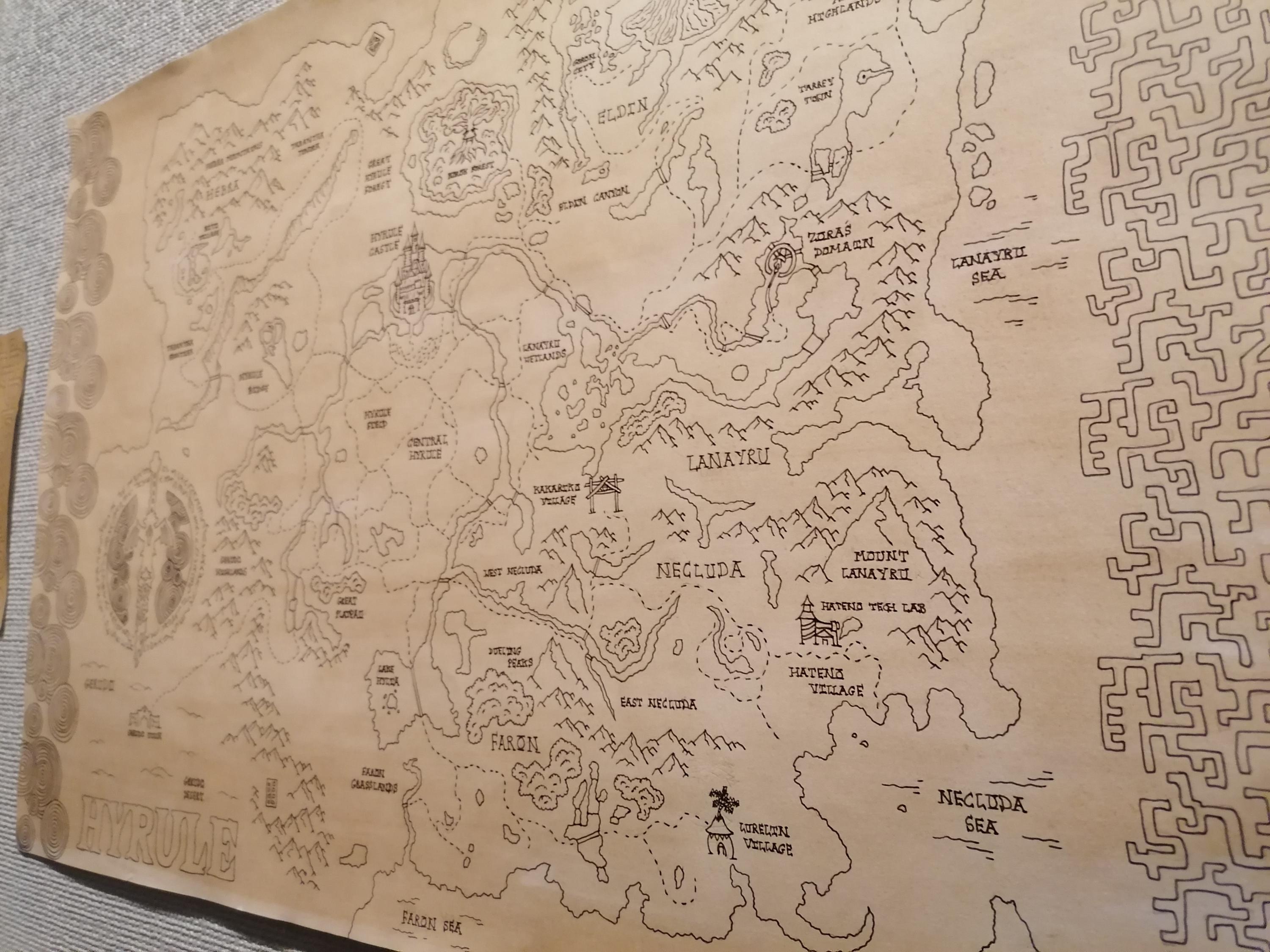 Legend of Zelda Hyrule A2 Hand Drawn Map Fantasy Map Art Gifts for ...