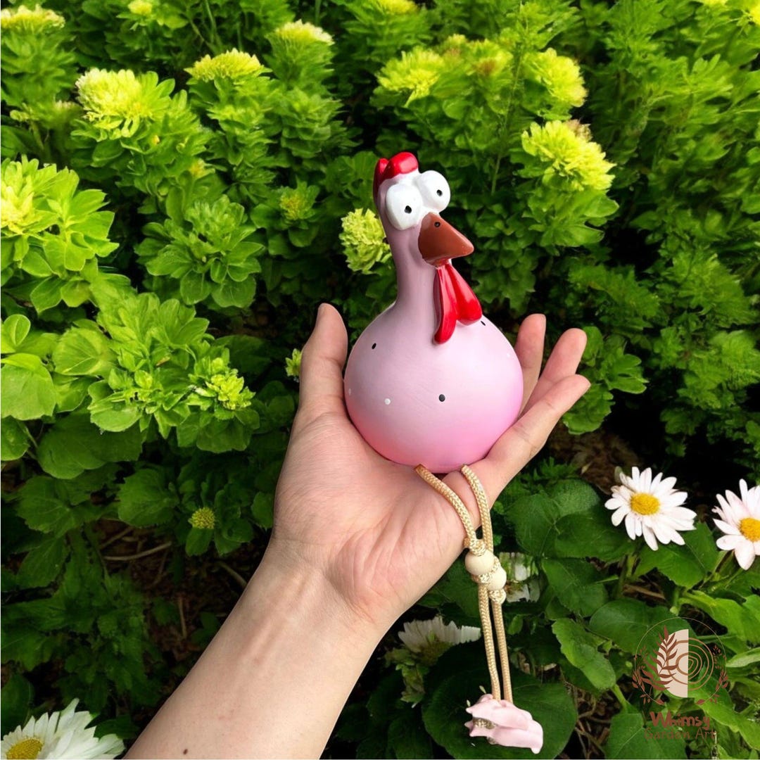 Funny Big-eyed Chicken Statue, Long-leg Hen Ornament, Resin Garden ...