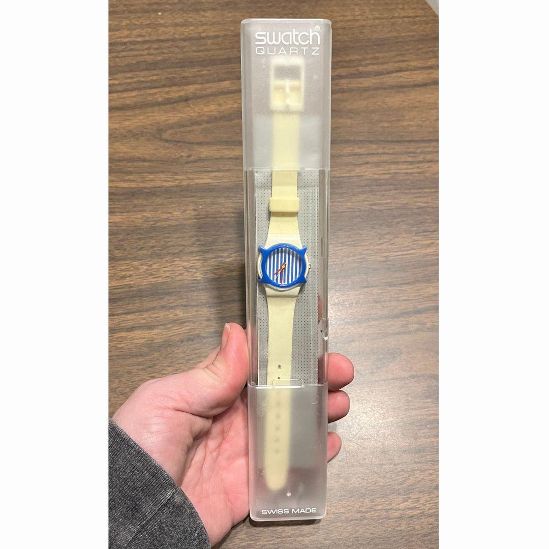 1986 Swatch Watch Ladies Newport Design, 25mm With Case and Swatch ...