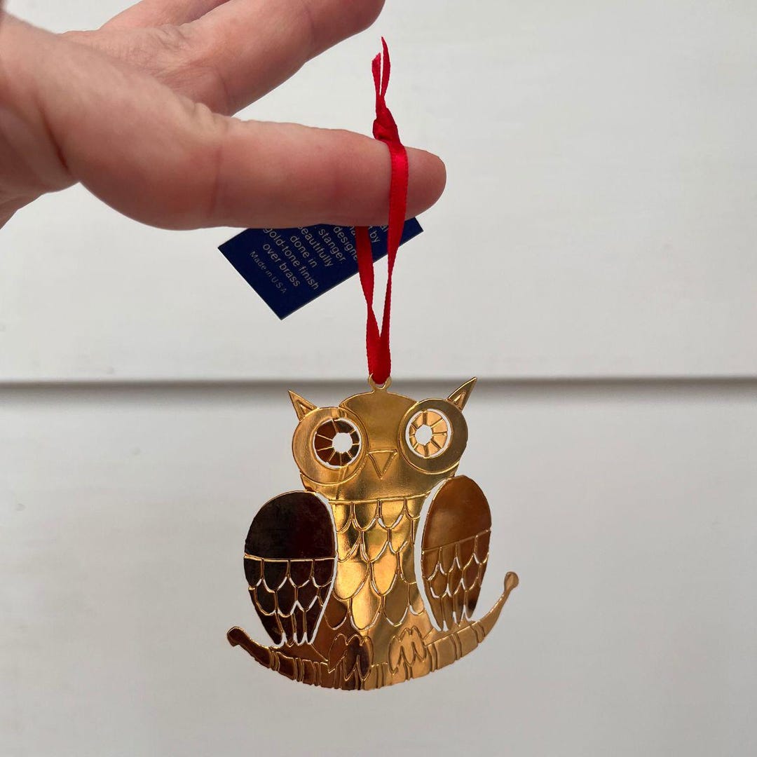 Artist Barbara W Stanger Metal Owl Ornament Gold Tone Over Brass 2.5 ...