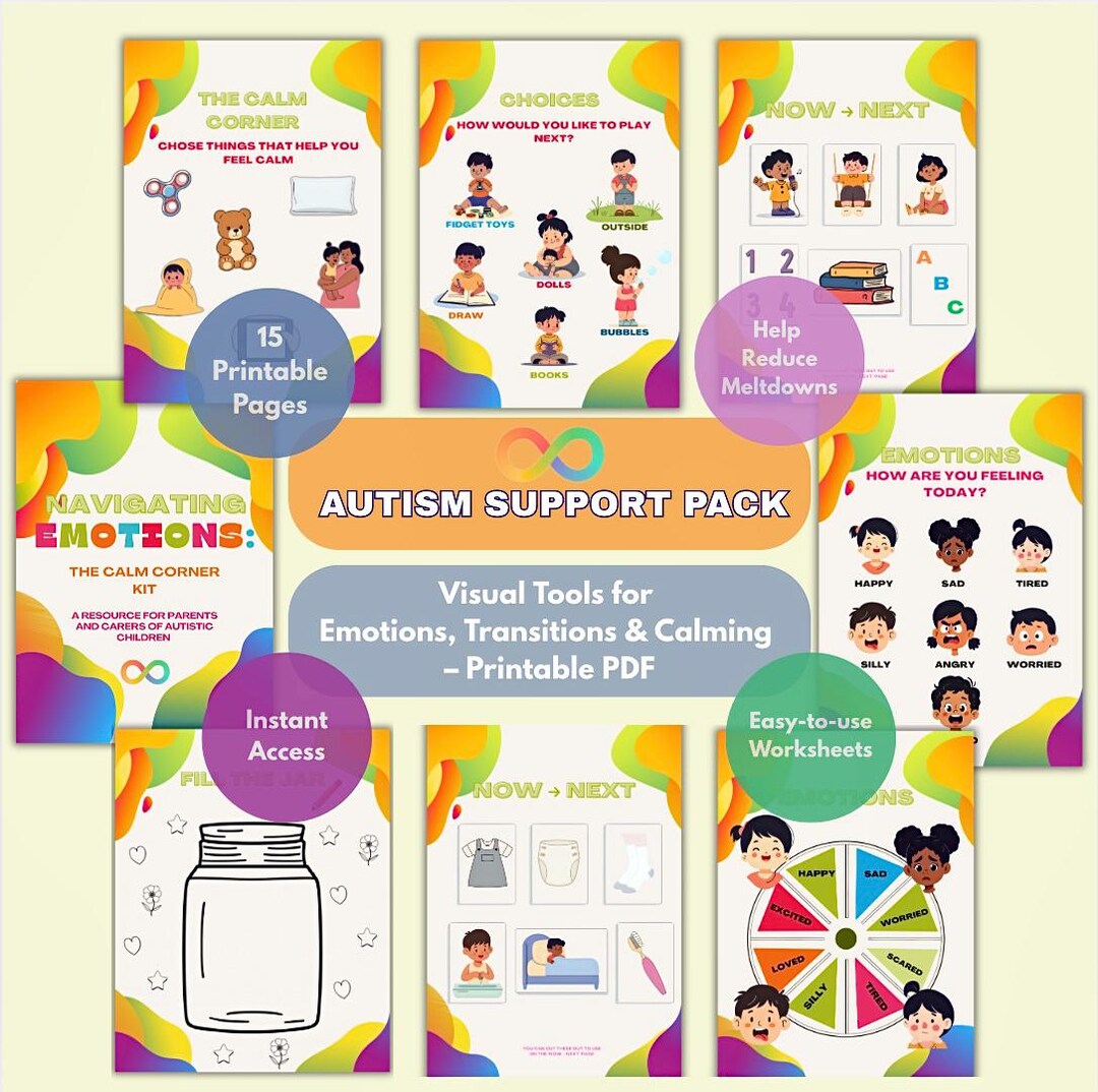 Autism Support Worksheets for Kids – Visual Routine Tools for Emotions ...