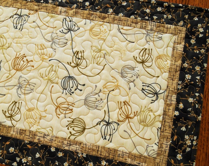 Quilted Table Runner in Neutral Colors With Cream Tan and - Etsy