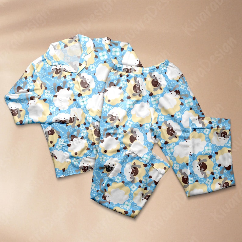 Wooloo Pajamas Set Fluffy Sheep Anime Loungewear Polyester Blend ...