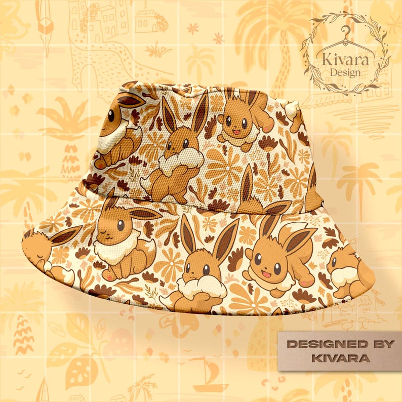 Eeveelution Bucket Hat - Evolution Anime Video Game - Comfortable Beach ...