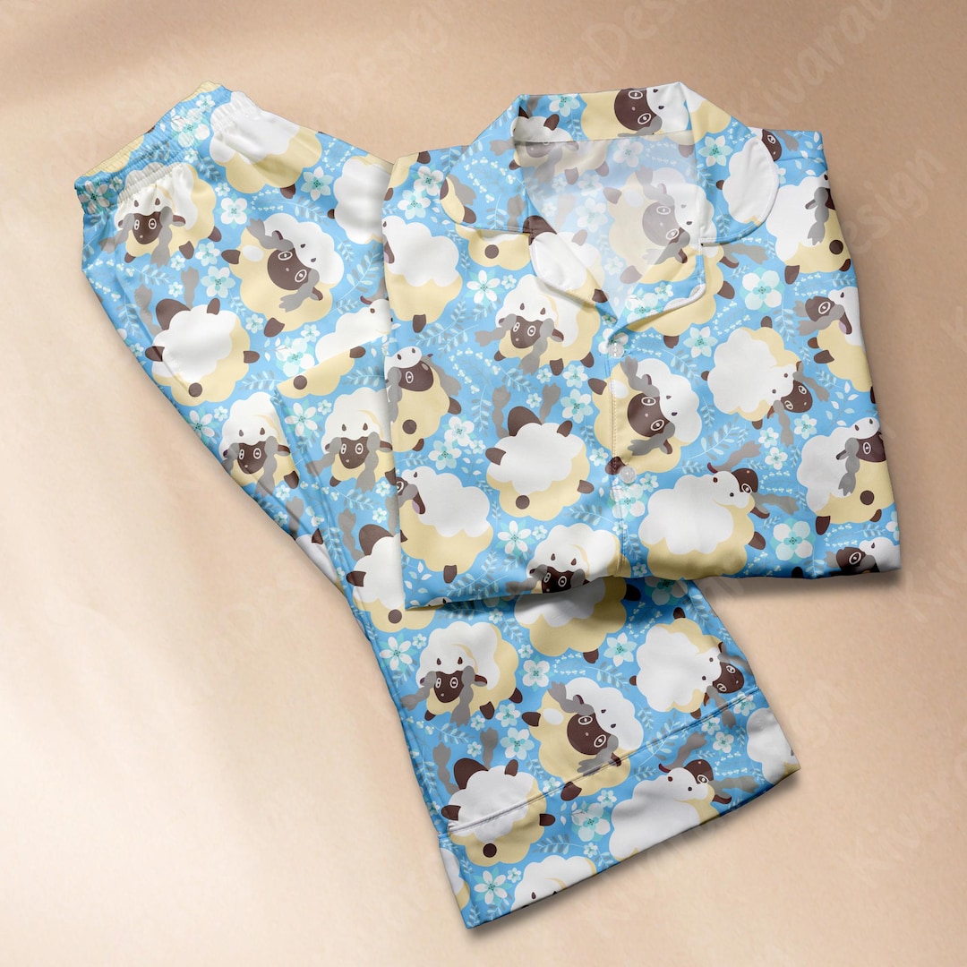 Wooloo Pajamas Set Fluffy Sheep Anime Loungewear Polyester Blend ...