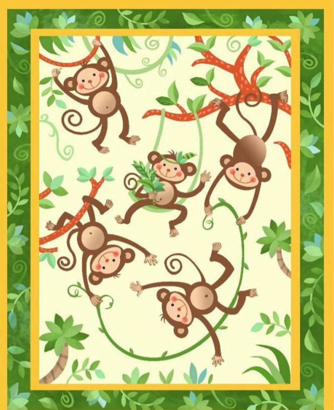 MONKEY Fabric Quilt Baby Panel 100% Cotton Woven Fabric - Etsy