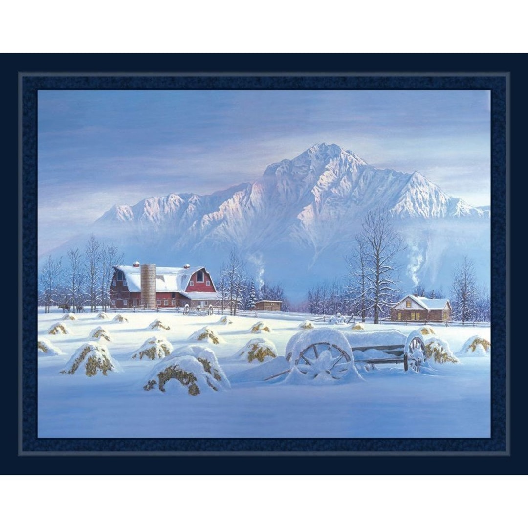 EARLY SNOW Fabric Quilt Panel, Barn, House, Farm, Tractor, Country - Etsy