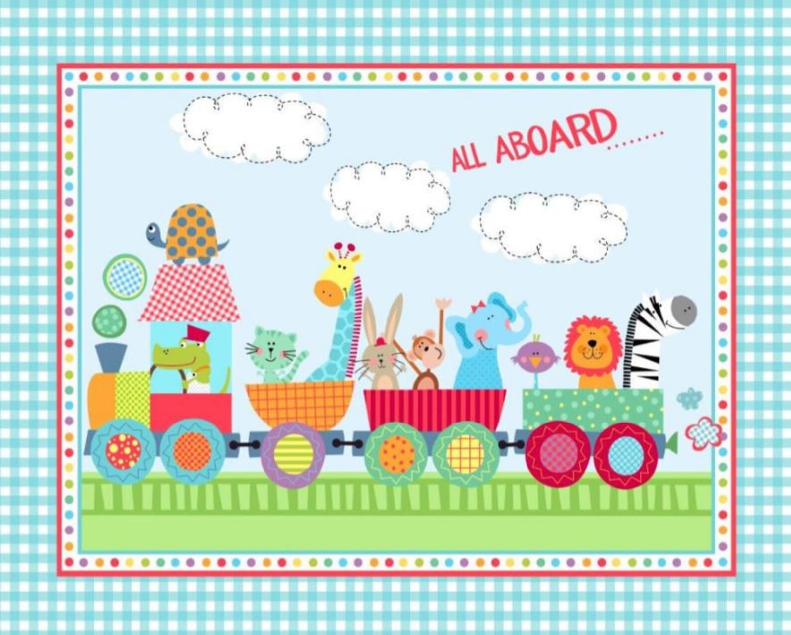 ALL ABOARD TRAIN Fabric Quilt Baby Panel 100% Cotton Woven Fabric - Etsy