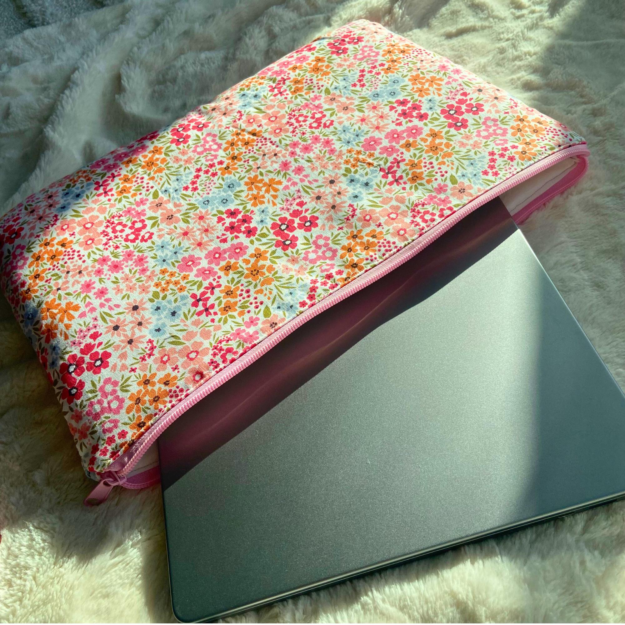 Floral Laptop Sleeve | Quilted Laptop Sleeve | Pink Laptop Case ...