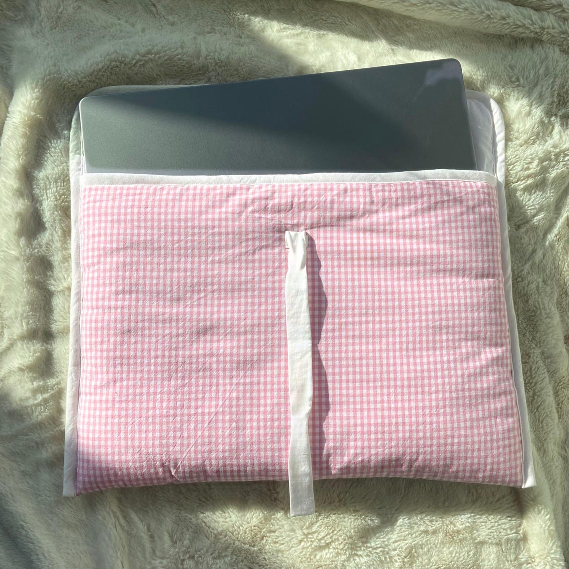 Pink Gingham Laptop Sleeve | Pink Laptop Case | Aesthetic Laptop Case ...