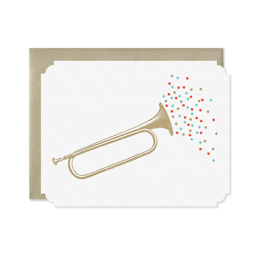 Confetti Horn Letterpress Deluxe Greeting Card - Letterpress Birthday ...