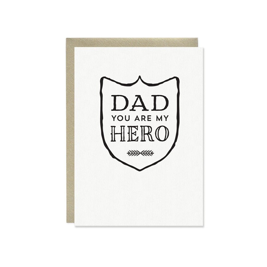 Dad You Are My Hero Card, Letterpress Father's Day Card, Hero Father's ...