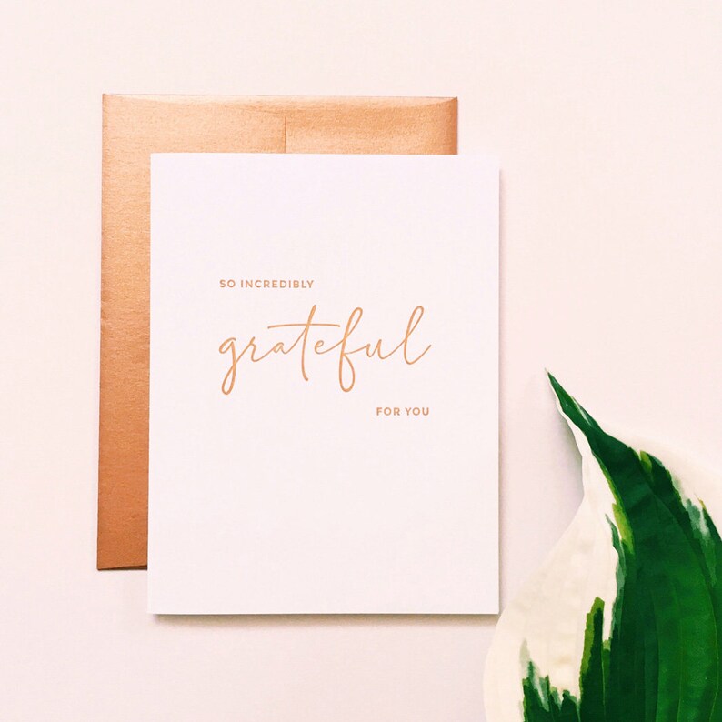 Grateful for You Card Letterpress Thank You Card - Etsy