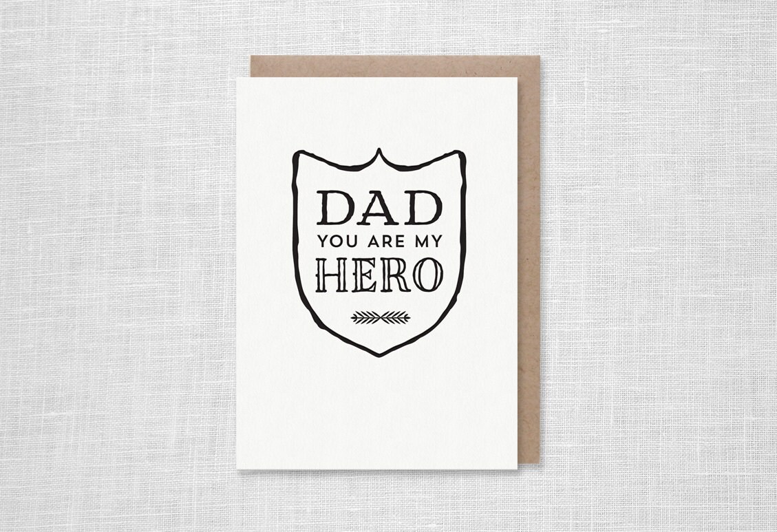 Letterpress Father's Day Card Dad You Are My Hero | Etsy