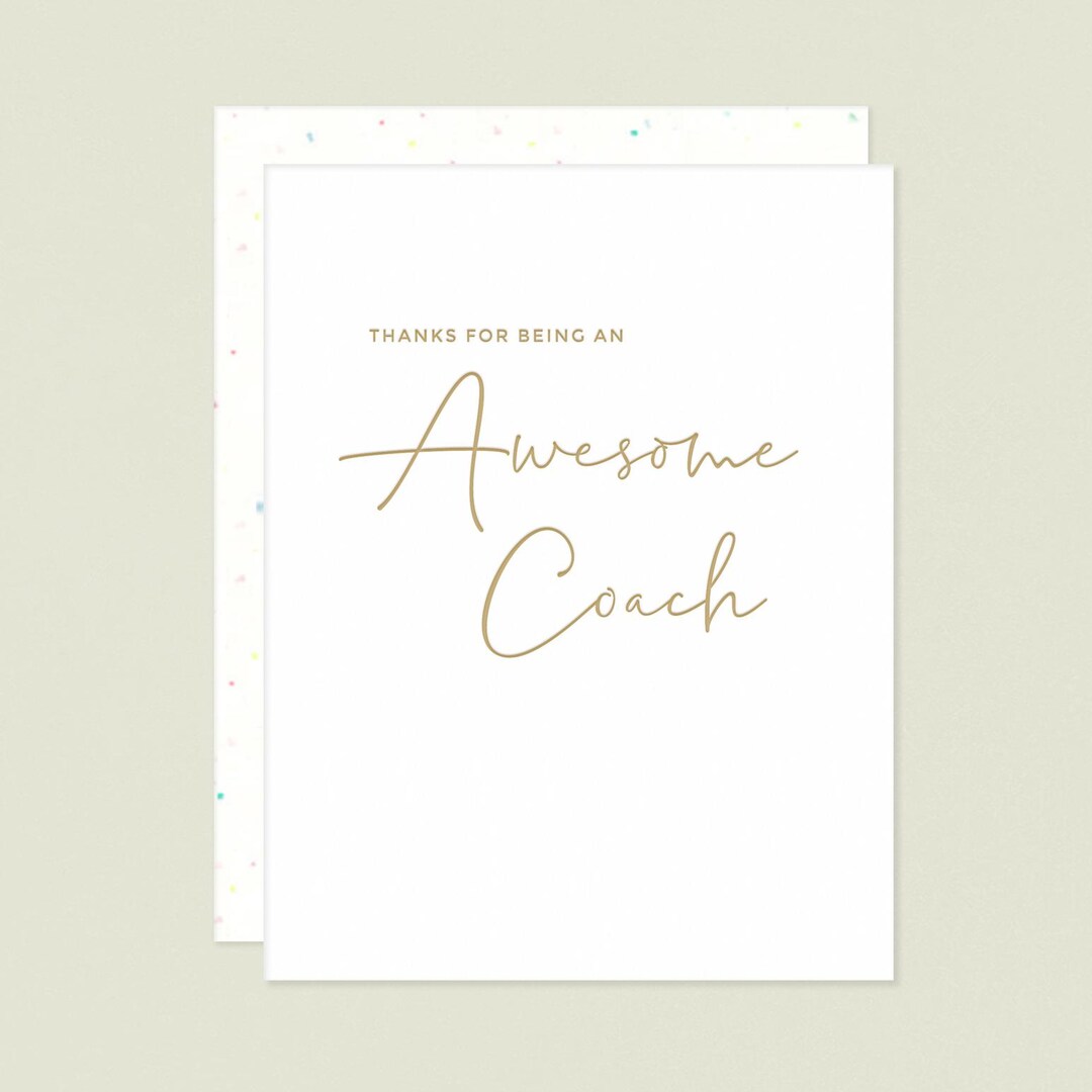 Letterpress Awesome Coach Thank You Card - Etsy