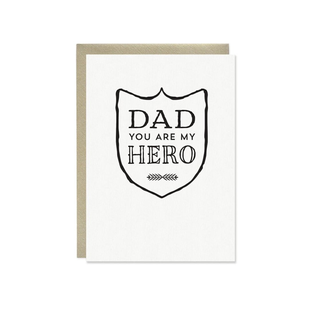 Letterpress Father's Day Card: Dad You Are My Hero - Etsy