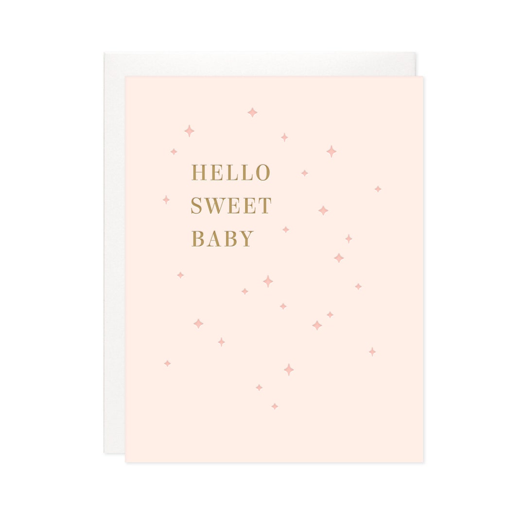 Hello Sweet Baby Card - Letterpress New Baby Card, Baby Girl ...