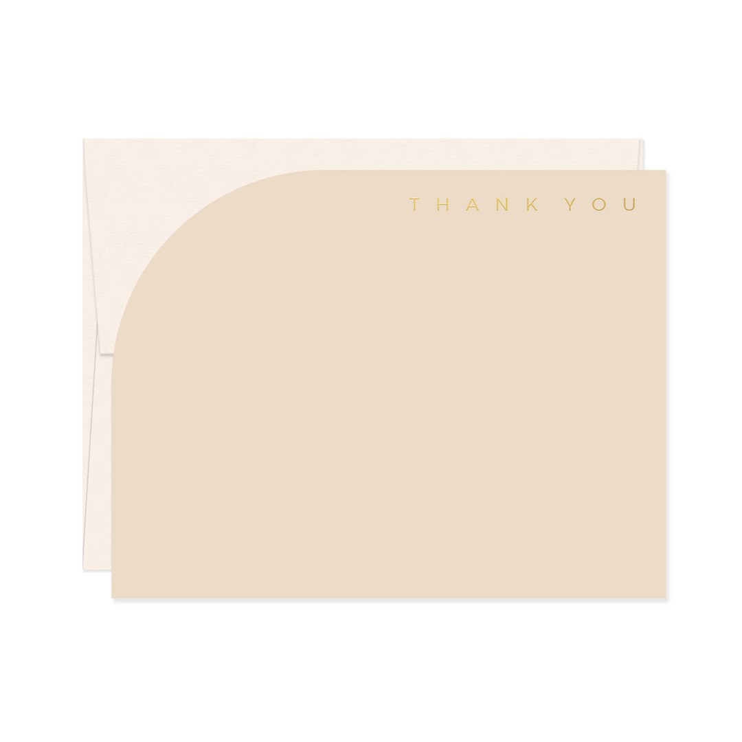 Curve Thank You Note Set, Gold Foil Luxury Note Set, Neutral Stationery ...