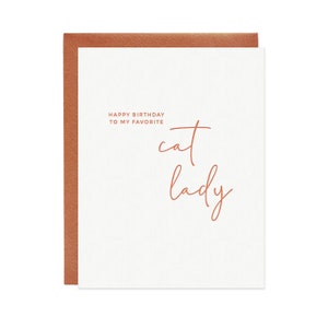 Cat Lady Birthday Card Letterpress Happy Birthday Cat Lady Card, Cat ...