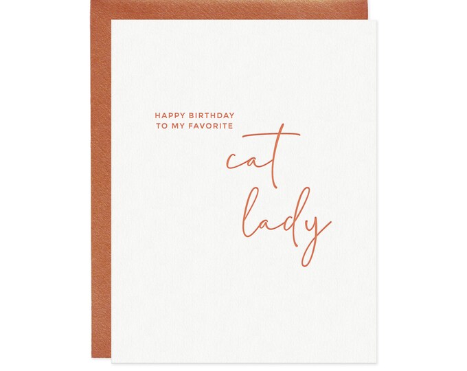 Cat Lady Birthday Card Letterpress Happy Birthday Cat Lady Card, Cat ...