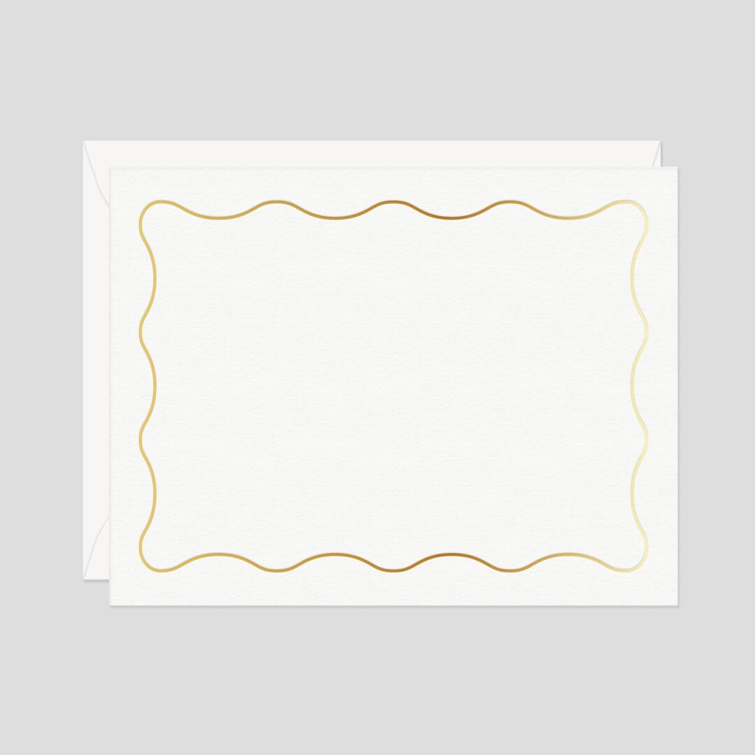 Gold Foil Wavy Border Note Set: Modern Thank You Stationery - Etsy