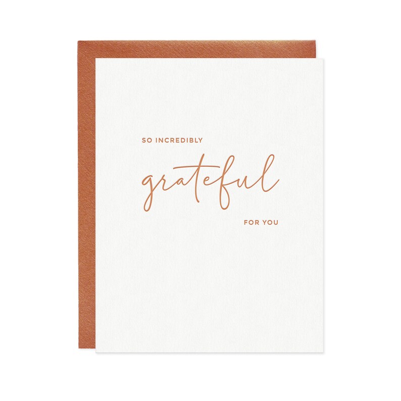 Grateful for You Card Letterpress Thank You Card - Etsy