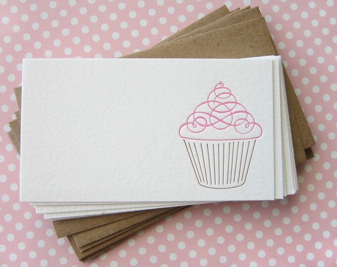 Cupcake Letterpress Mini Cards / Place Cards / Party Favor - Etsy