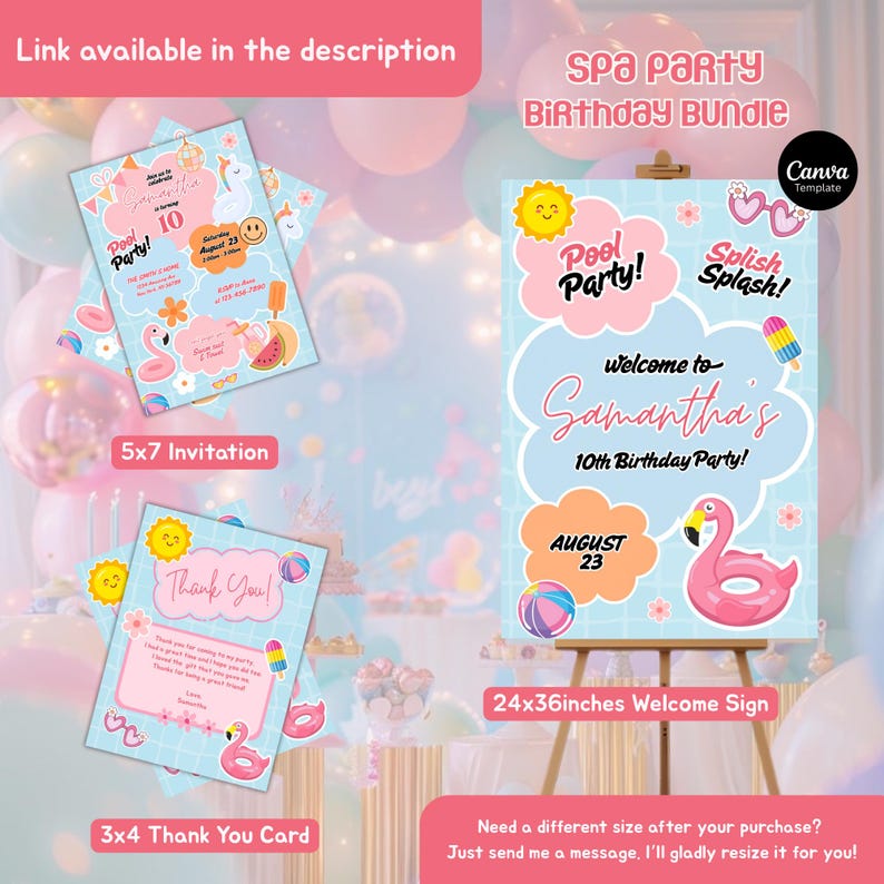 Editable Preppy Pool Party Girl Birthday Invitation Preppy Birthday ...