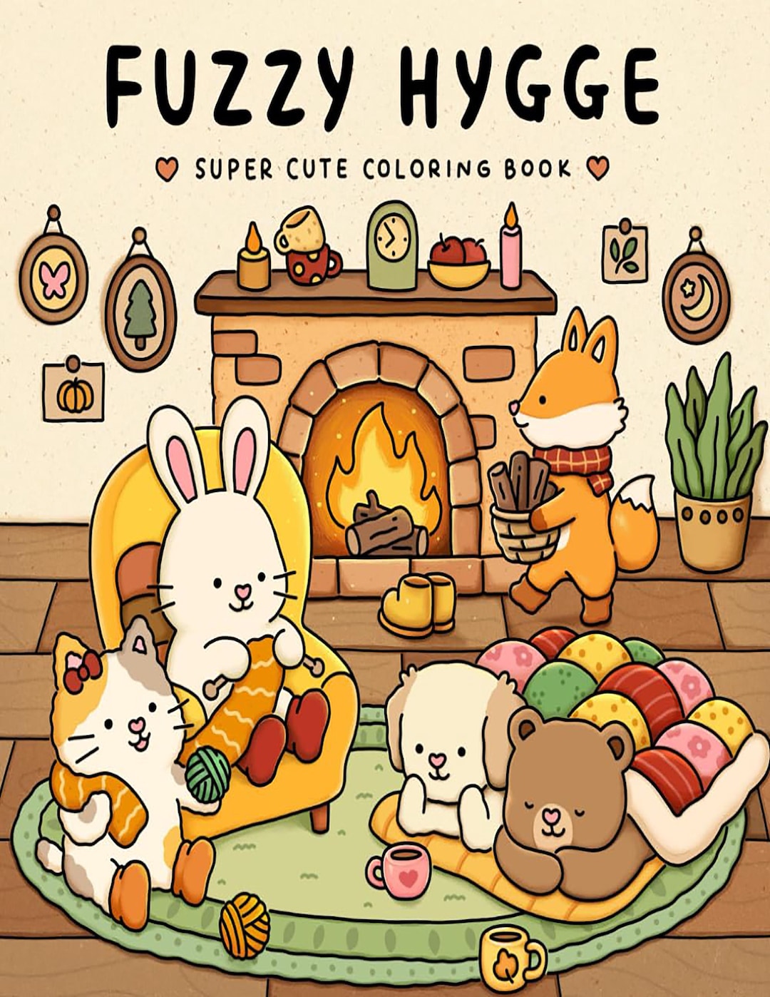 Fuzzy Hygge: Cute Adorable Designs of Cozy, Hygge Spaces Coloring Book ...
