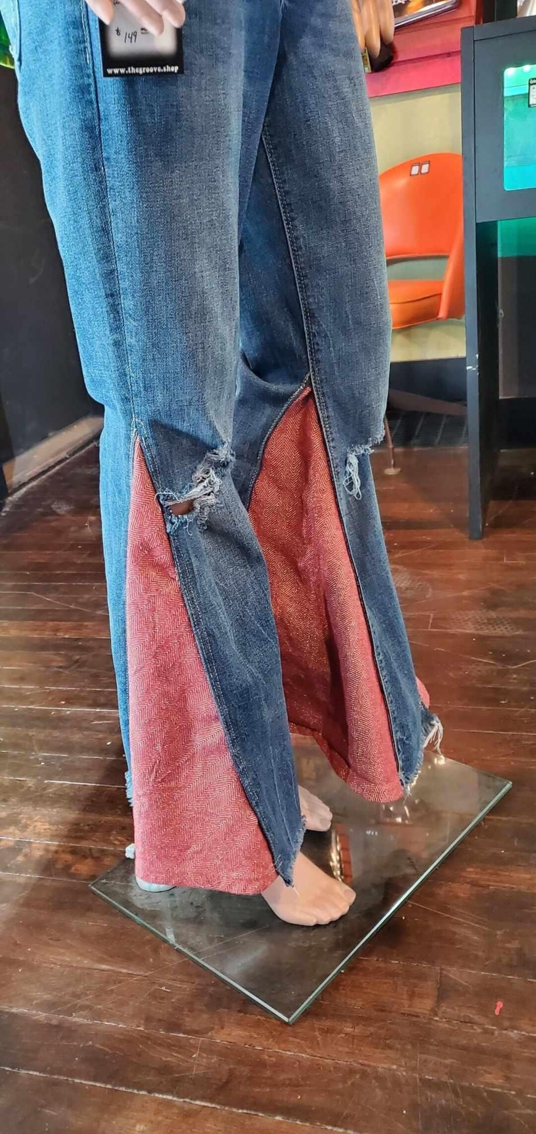 Bell Bottoms Totally Cool Lucky Brand Red Shimmer Double Flare Inserts ...