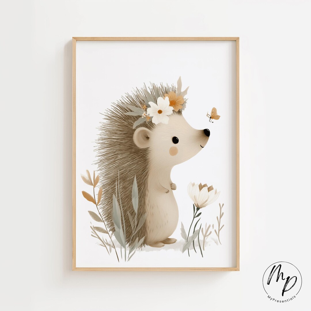 Hedgehog Poster – Boho Forest Animal Decor for the Nursery | Digital ...