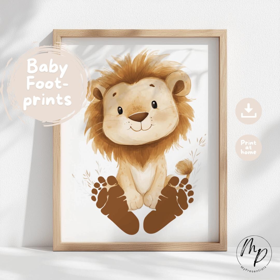 Baby Footprint Picture, Cute Lion, Print, Create Your Own, Design ...