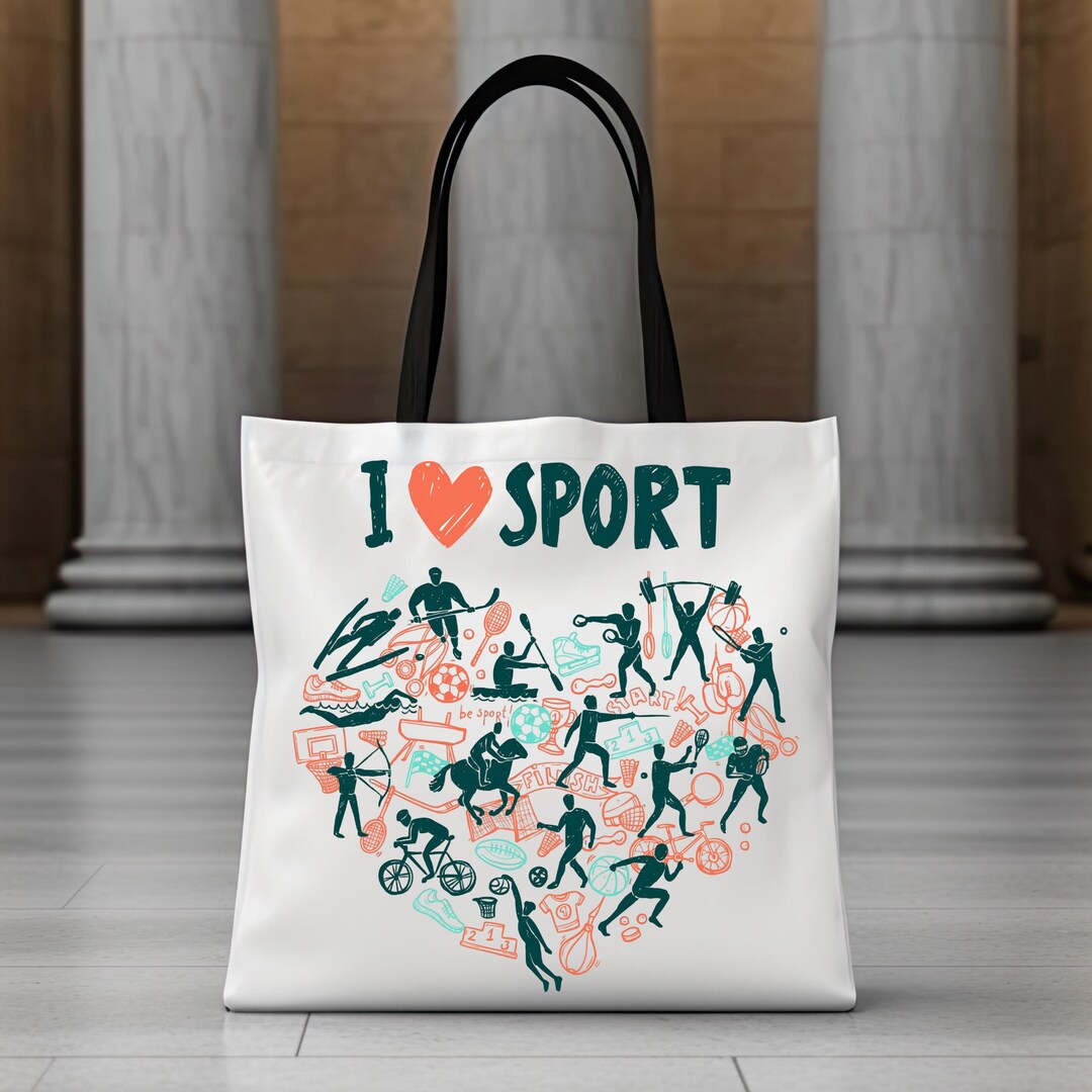 Tote Bag "i Love Sports", Sporty and Stylish-your Everyday Tote, Sport ...