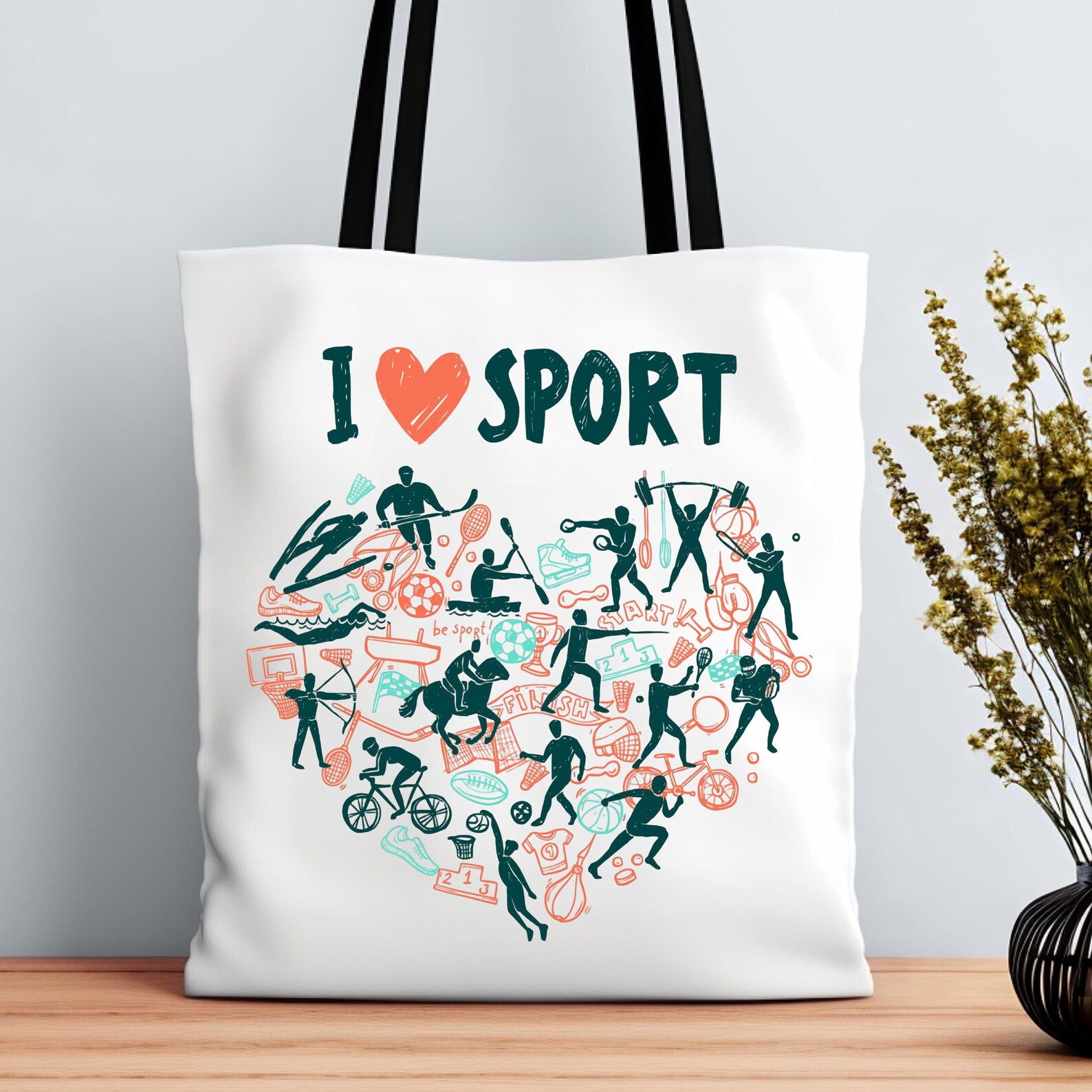 Tote Bag "i Love Sports", Sporty and Stylish-your Everyday Tote, Sport ...