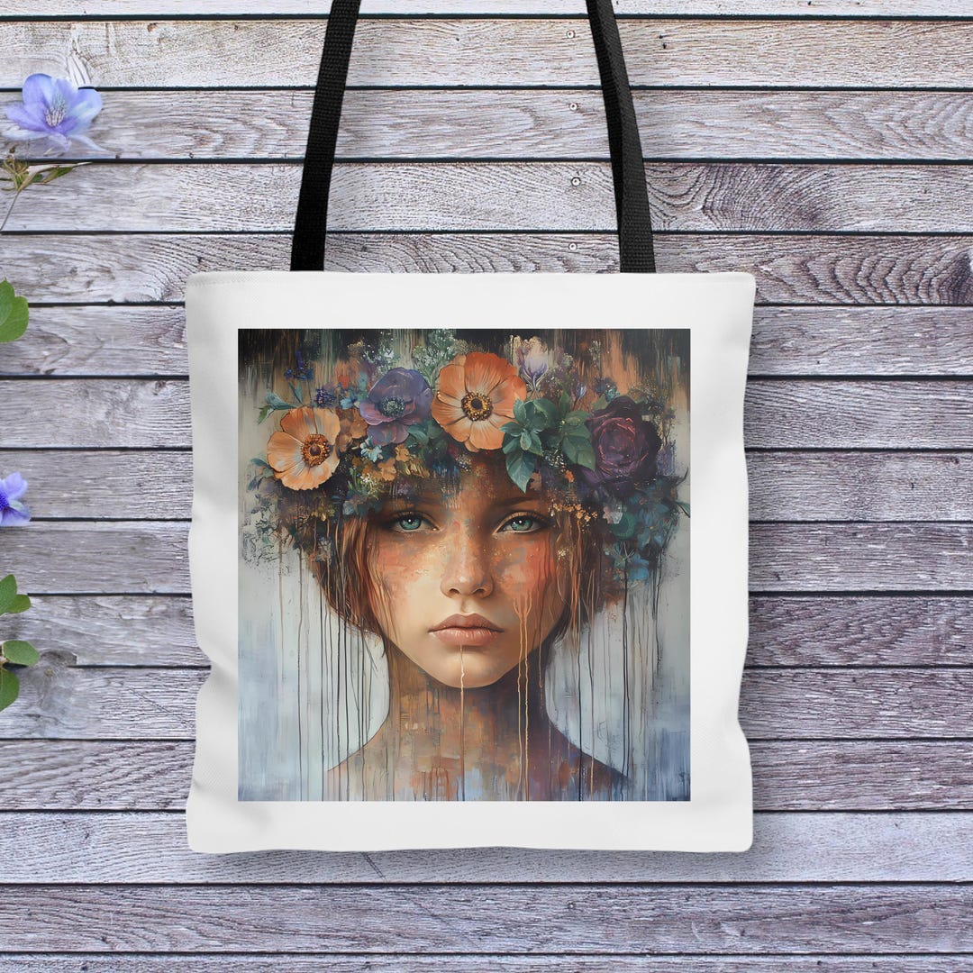 Boho Tote Bag, Tote Bag Wildflowers, Floral White Tote Bag, Gift for ...