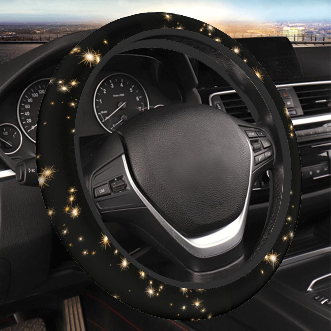Star Steering Wheel Cover, Night Sky Wheel Cover, Black Star Car Decor ...