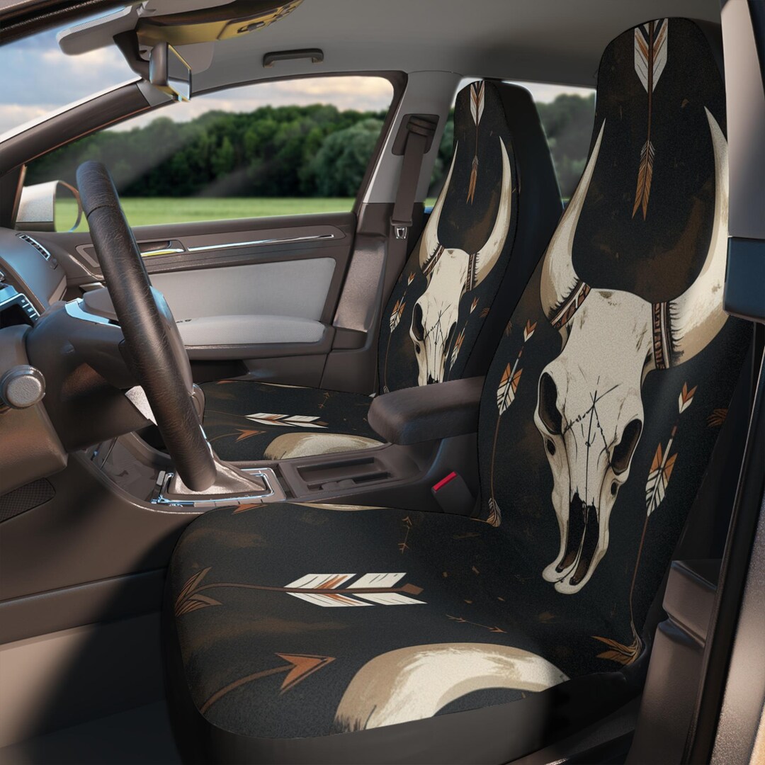 Car Seat Covers, Western Cow Skull and Arrows Pattern, Car Accessories ...
