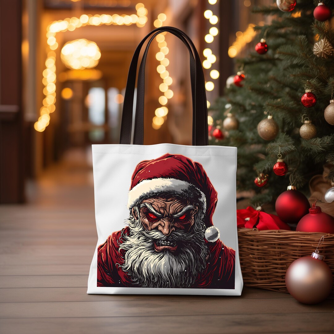 Evil Santa Tote Bag, Naughty Santa Tote, Evil Santa's Holiday Bag, Bad ...