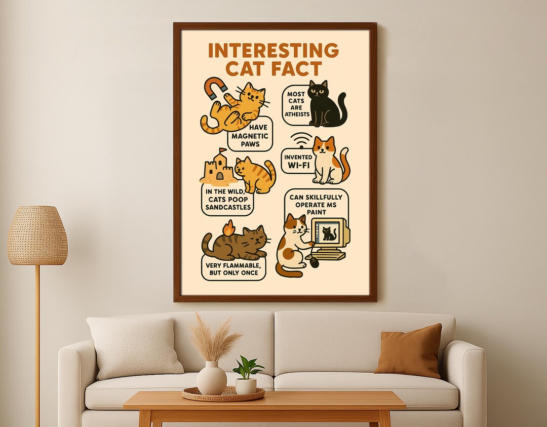 Funny Cat Fact Wall Art – Cute Kitty Poster Print – Cat Lover Poster ...