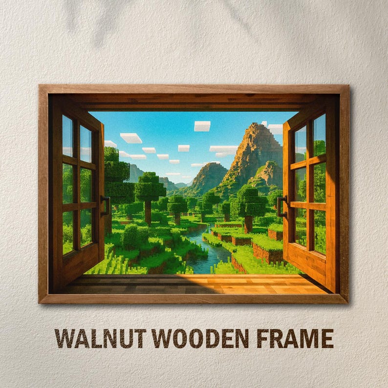 Block Video Game Canvas Art: Window View, Gaming Room Decor - Etsy ...