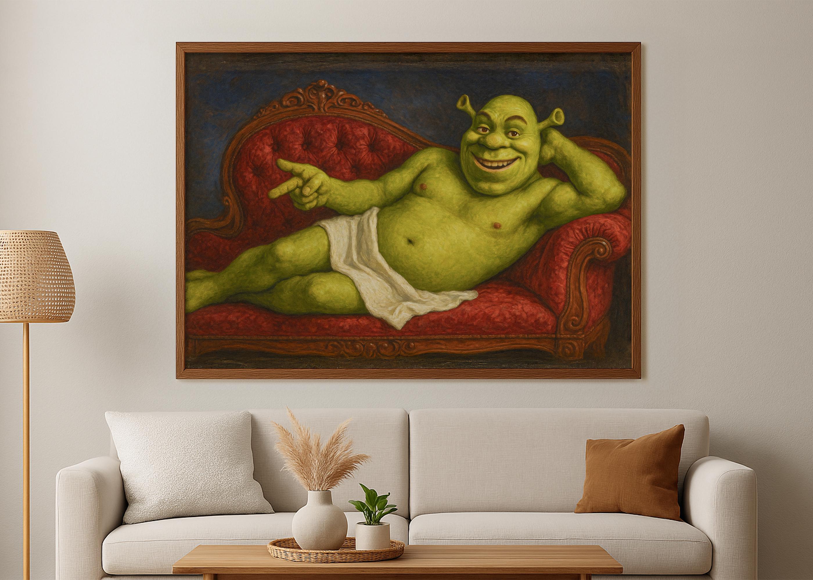 Renaissance Shrek Canvas Print: Funny Meme Bathroom Wall Art - Etsy