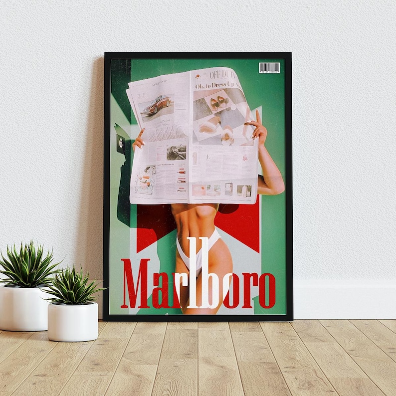 Vintage Cigarette Western Poster Print, Retro Marlboro Print, Tobacco ...