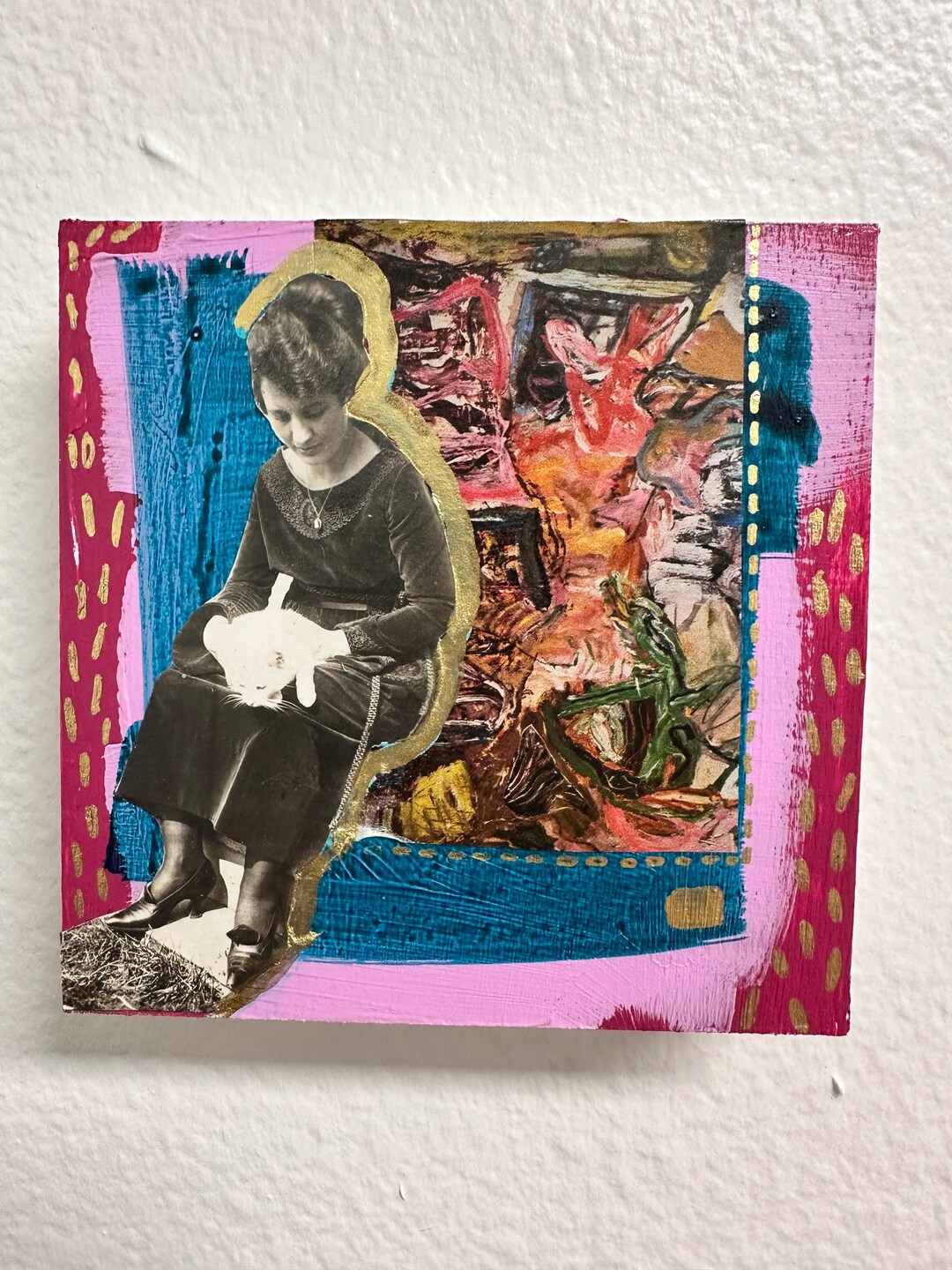Here & There –original MINI Collage by Charity Myers 4x4" Wood Panel - Etsy